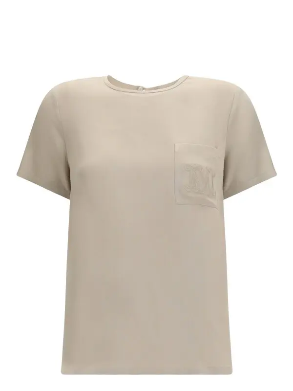 Max Mara Pagano Embroidered Logo Pocket T-shirt - Beige