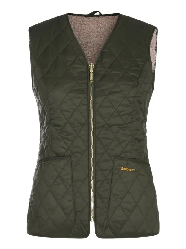 Barbour Diamond Quilted Fleece Lined Gilet - Black