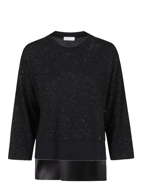 Peserico Long-sleeved Panelled Jumper - Black