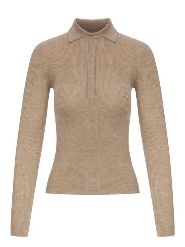 Max Mara Long Sleeve Ribbed Knit Top - No