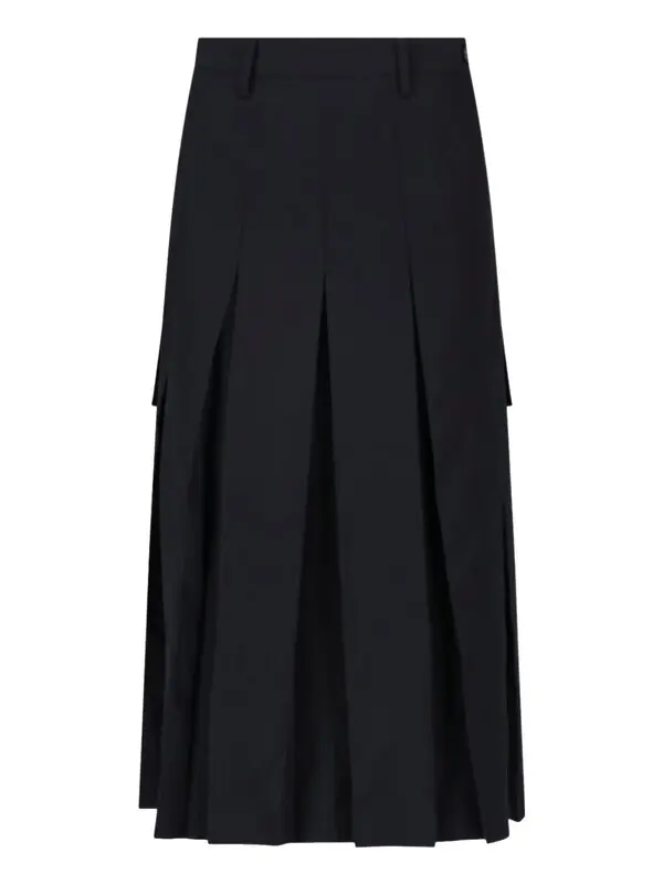 MAISON MARGIELA Asymmetric Pleated Midi Skirt - Black