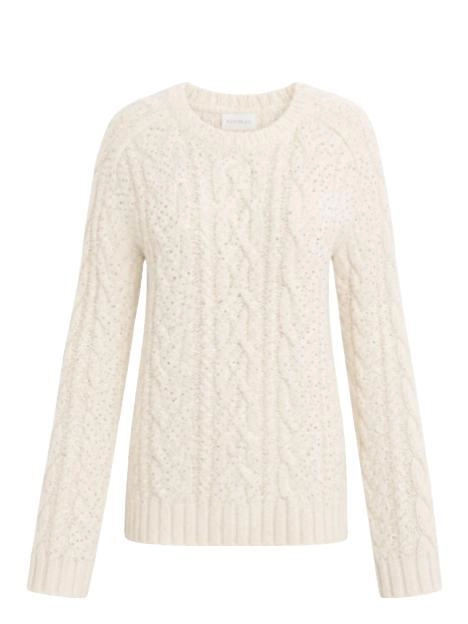 P.a.r.o.s.h Long-sleeve Crew-neck Cable-knit Sweater With Subtle Sheen - White