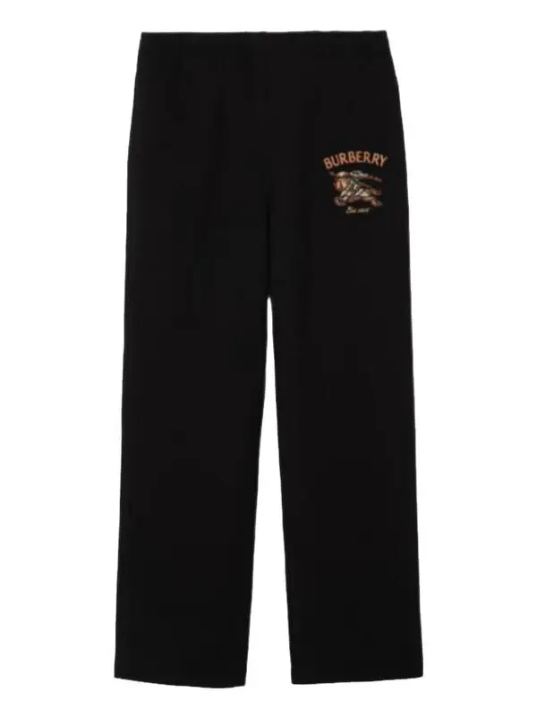 Burberry Knight Check Cotton Track Pants - Black