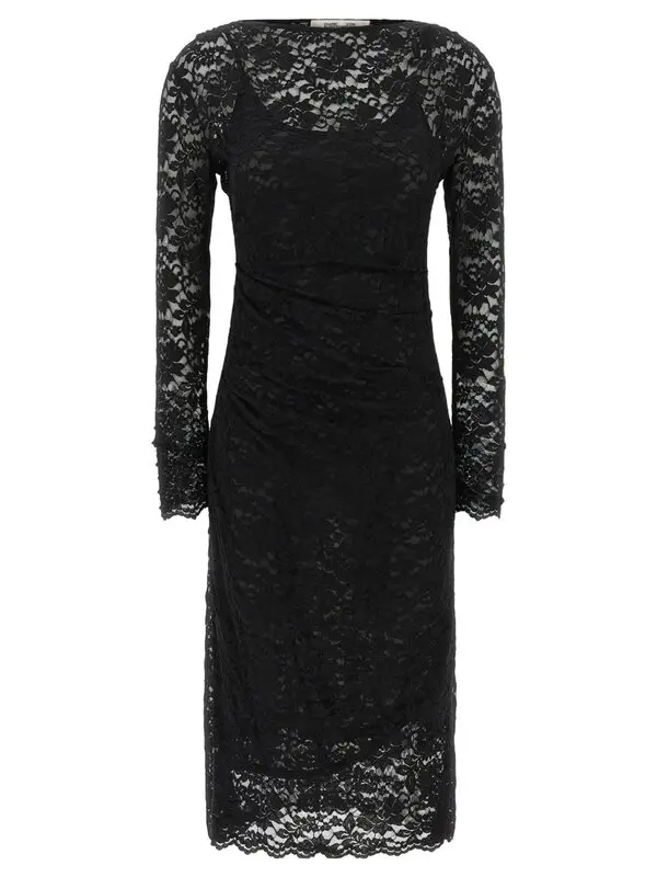 Diane Von Furstenberg Lace Midi Dress - Black