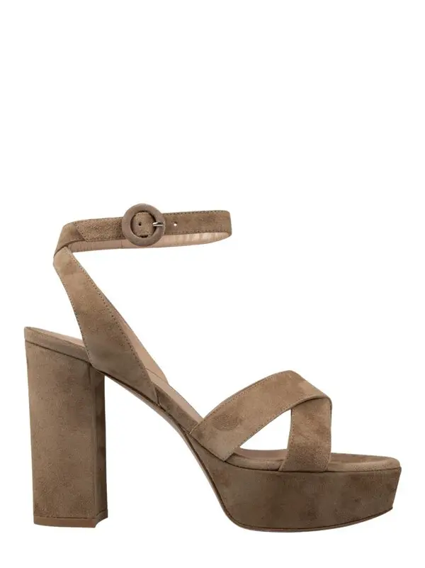 GIANVITO ROSSI Platform Sandals With Block Heel - Brown