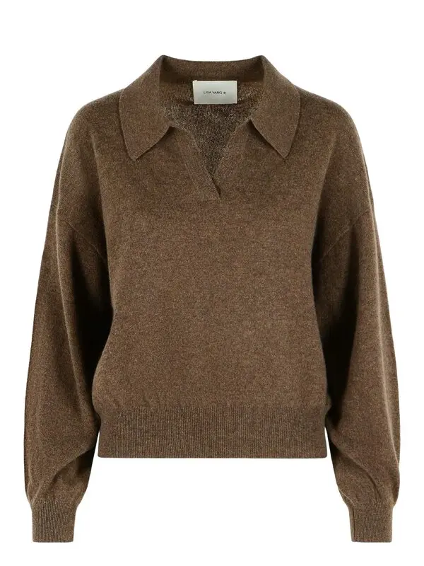 LISA YANG Katriel Collared Knitted Sweater - Brown