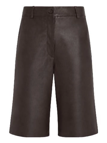 P.a.r.o.s.h High-waisted Leather Bermuda Shorts - Black