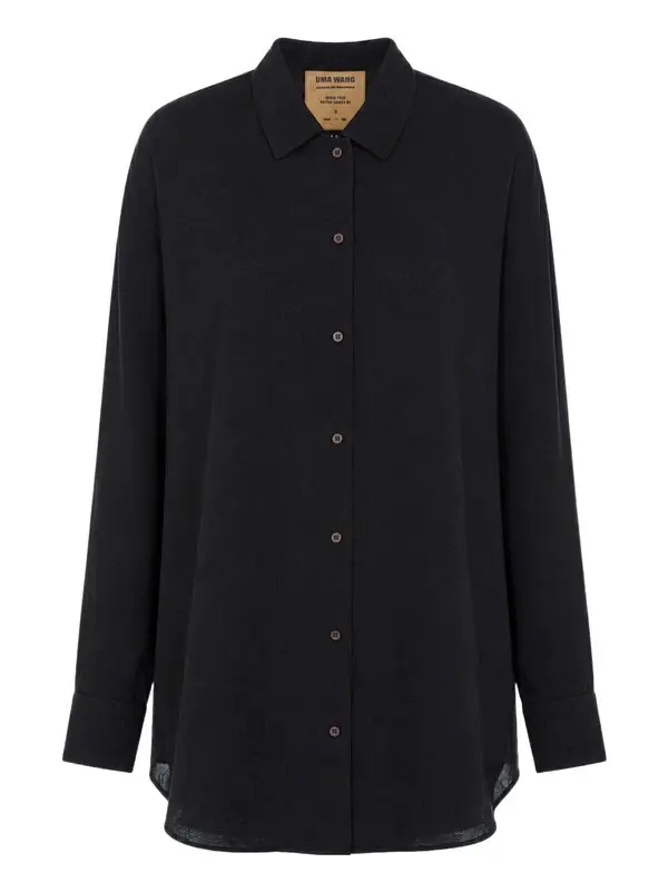 UMA WANG Long Sleeve Textured Shirt - Black