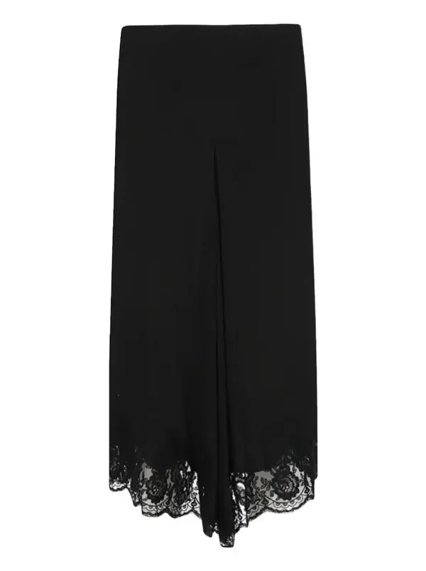 P.a.r.o.s.h Midi Skirt With Lace Trim - Black