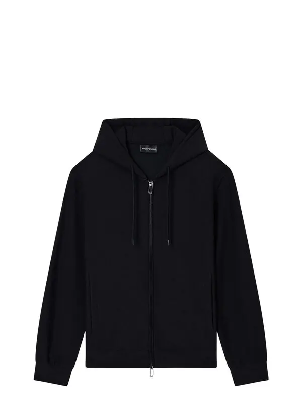 Emporio Armani Zip-up Hoodie With Monogram Detail - Black