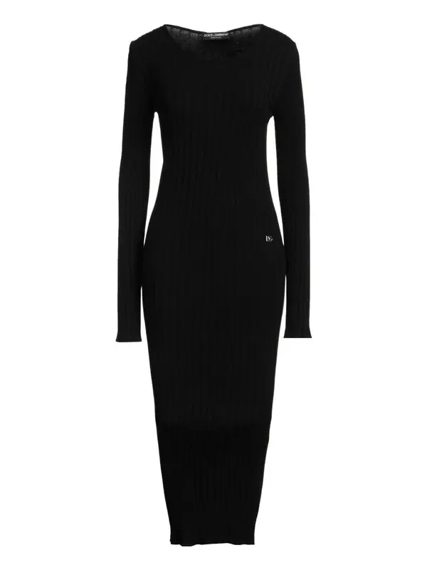 Dolce & Gabbana Ribbed Knit Midi Dress - Black