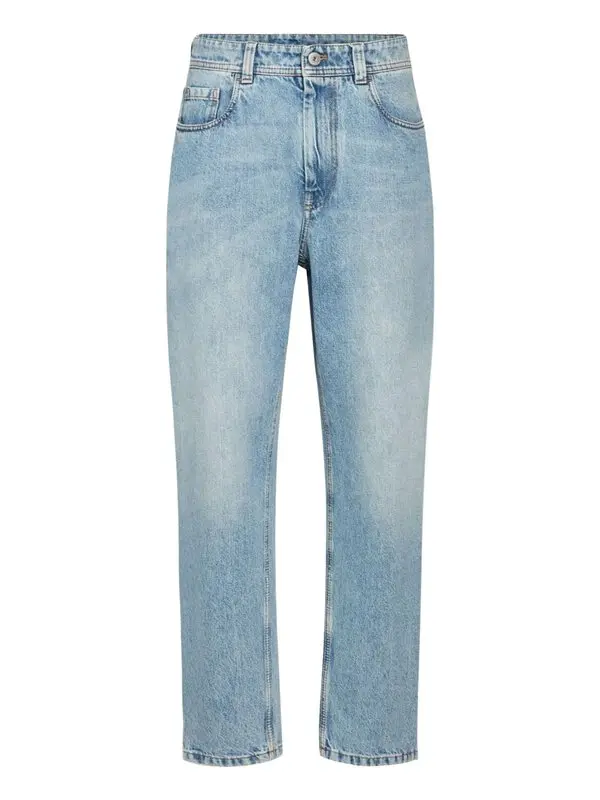 Brunello Cucinelli Mid-wash Tapered Denim Pants - Blue