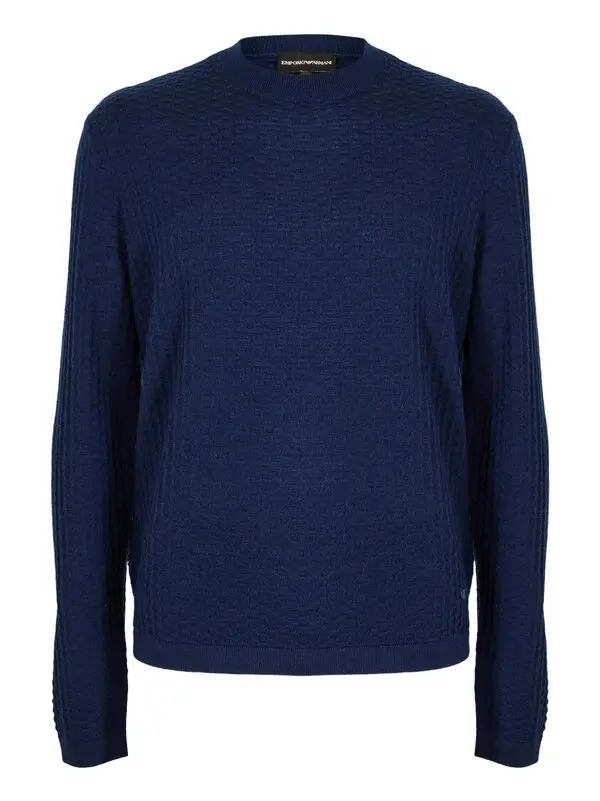 Emporio Armani Textured Crewneck Pullover Sweater - Black