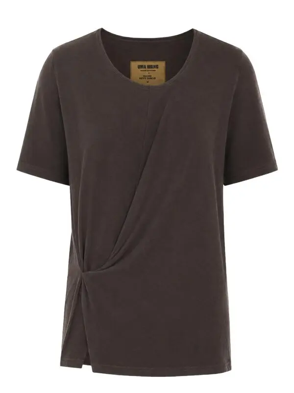 UMA WANG Twisted Draping Crewneck T-shirt - Black