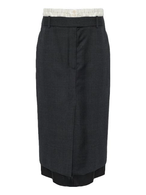 RÓHE Wool Pencil Skirt With Double-layered Waistband - Grey