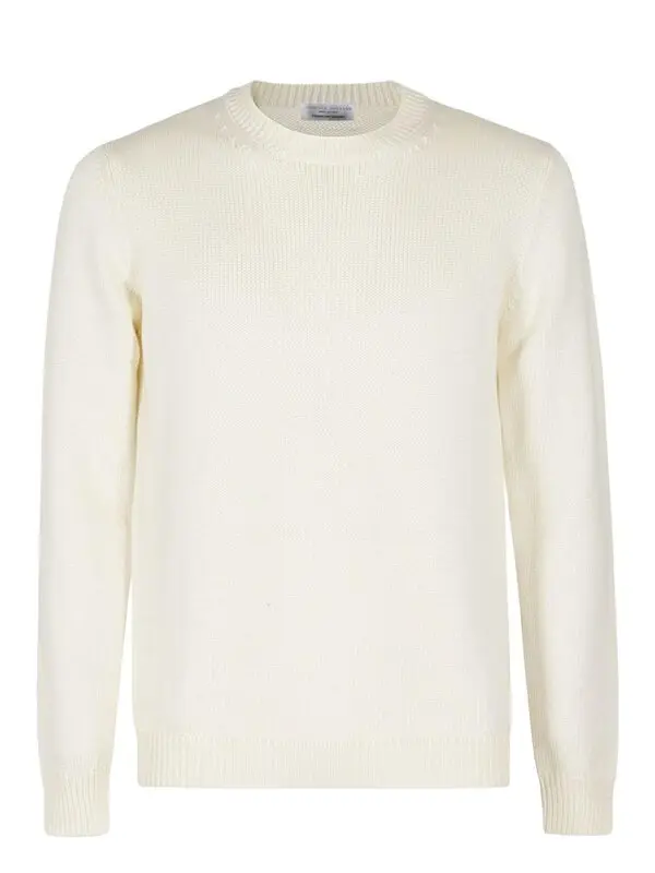ROBERTO COLLINA Ribbed Crewneck Fine Knit Sweater - White