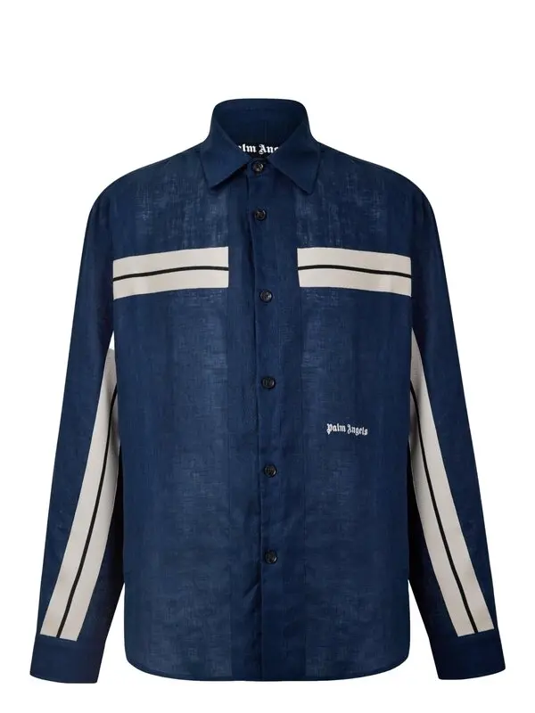 Palm Angels Collared Longsleeve Shirt - Blue