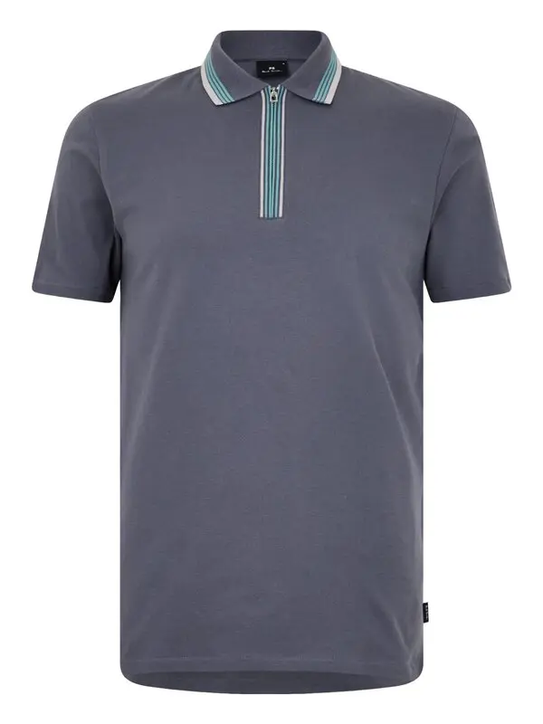 Paul Smith Zipped Short-sleeve Polo Shirt - Gray