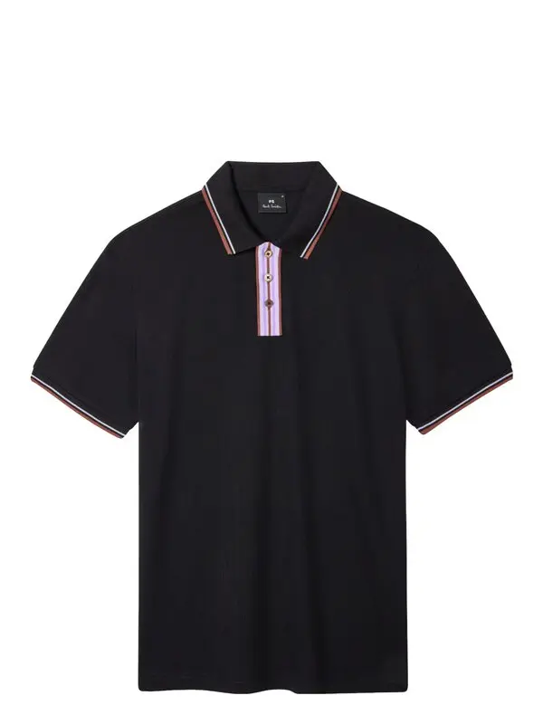 Paul Smith Striped Shortsleeve Polo - Black