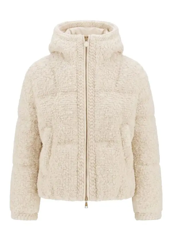 Moncler Long-sleeved Padded Jacket With Hood - Beige