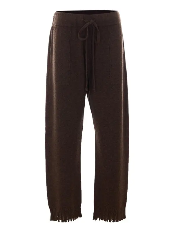 UMA WANG Drawstring Knit Casual Pants - Black
