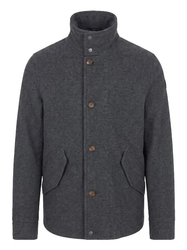 Moncler Long Sleeve Casual Jacket With High Neck And Flap Pockets - Black