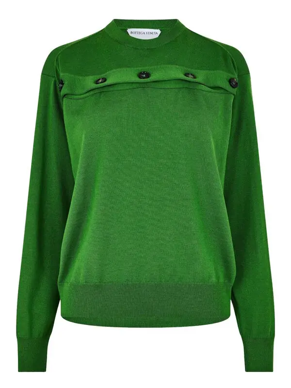 Bottega Veneta Button Detailed Fine Knit Sweater - Green