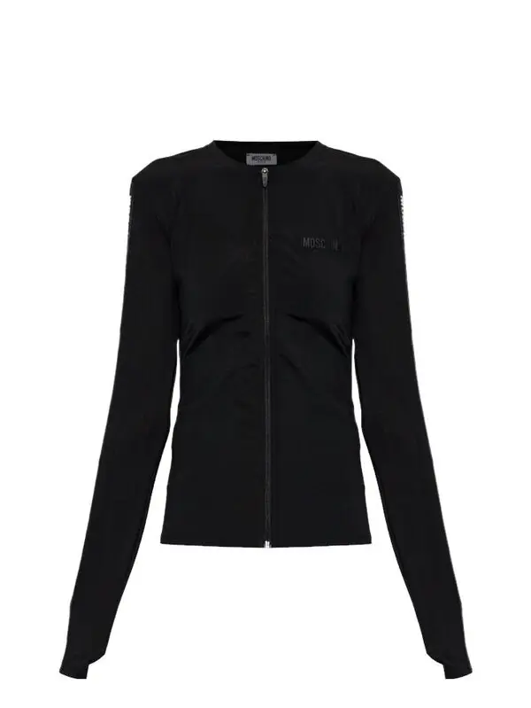 Moschino Long Sleeve Zip-up Sweatshirt - Black