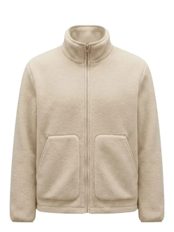 Moncler Long Sleeve Zip-up Fleece Jacket With High Neck - Nude