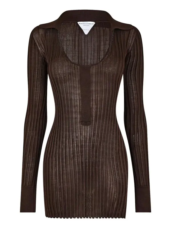 Bottega Veneta Ribbed Knit Collared Sweater - No