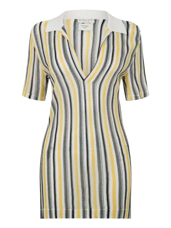 Bottega Veneta Striped Knit Polo Dress - No