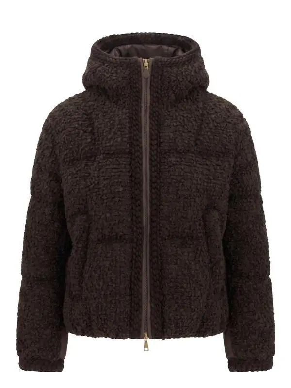 Moncler Cristallin Hooded Wool Blend Short Down Jacket - Black