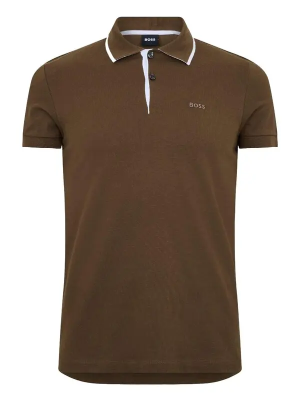 Hugo Boss Pique Shortsleeve Polo Shirt - Brown