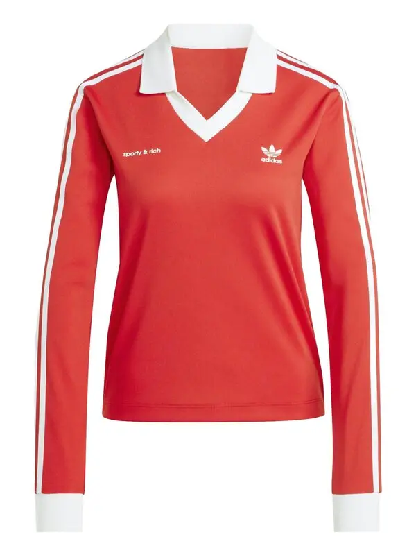 ADIDAS ORIGINALS Retro Colorblock Long Sleeve Polo - Red