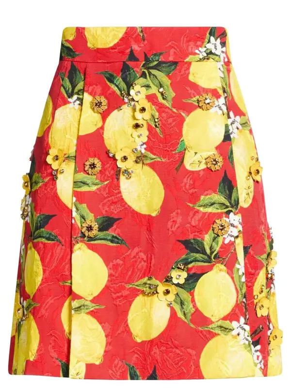 Dolce & Gabbana Floral Print A-line Dress With Rhinestone Embellishments - Red