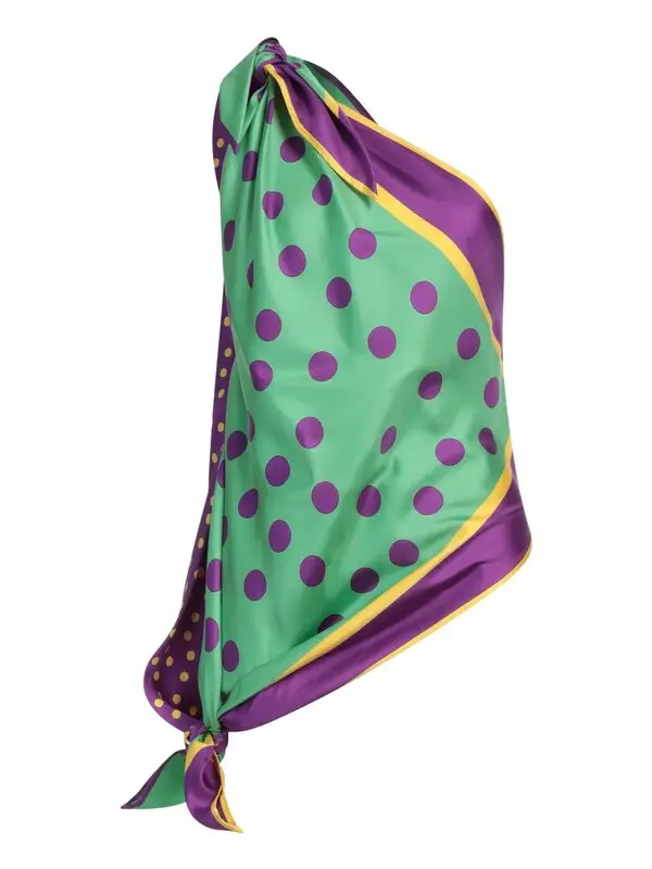 Dolce & Gabbana One-shoulder Polka Dot Satin Top - Purple