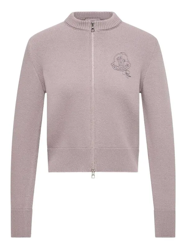 Moncler Wool And Cashmere Zip-up Cardigan - Lilac