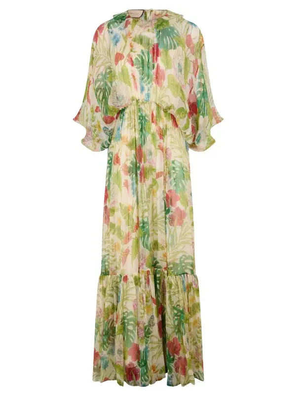 Gucci Printed Silk Long Maxi Dress - No