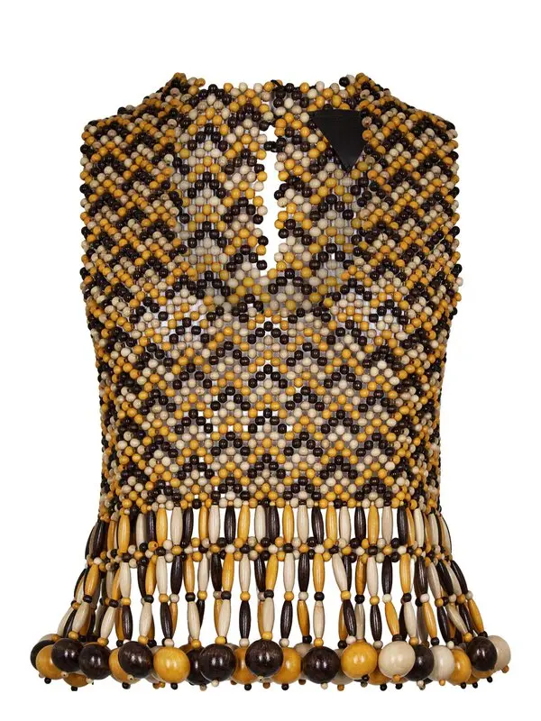 Bottega Veneta Beaded Geometric Print Vest - Multicolor