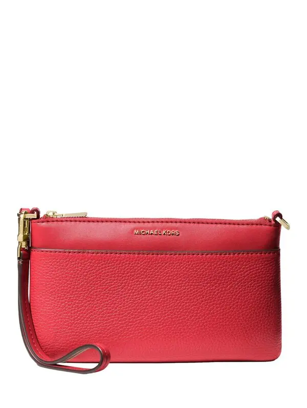 Michael Kors Pebbled Leather Wristlet Crossbody Bag - Red