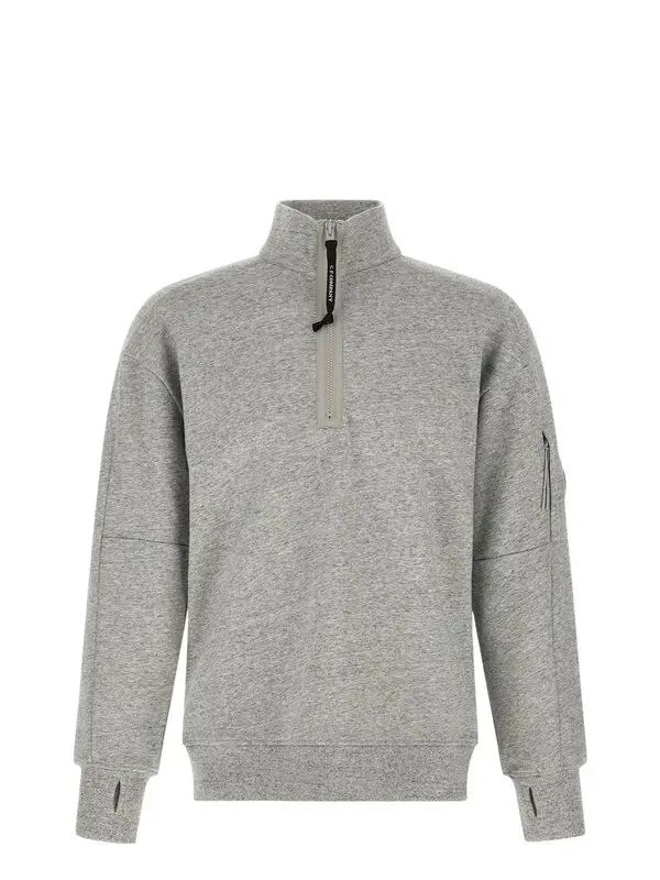 C.P. COMPANY Half-zip Sweatshirt With Signature Detailing - Grey
