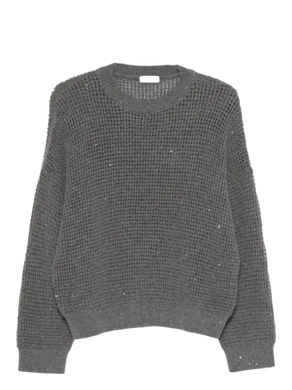 Peserico Sequin-embellished Open-knit Sweater - Grey