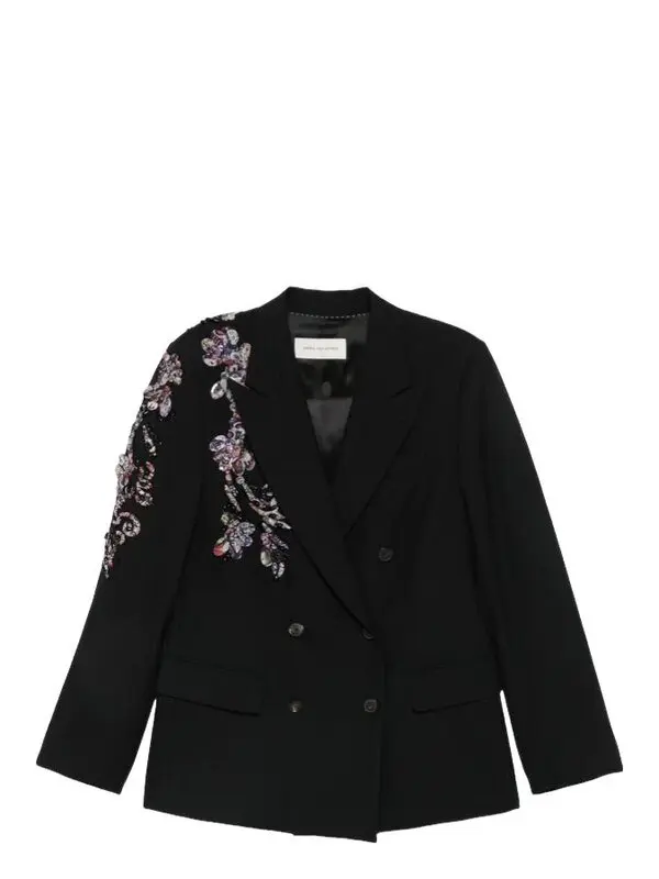 Dries Van Noten Embellished Double-breasted Blazer - Black