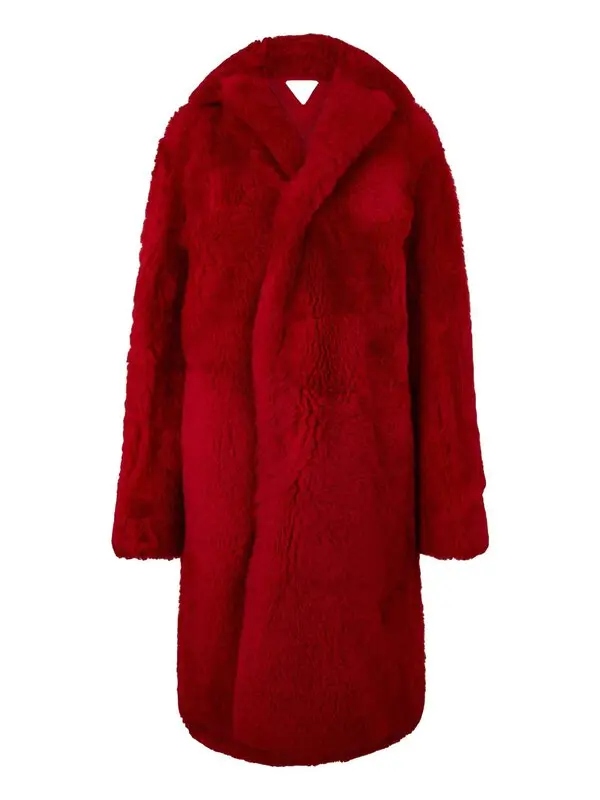 Bottega Veneta Textured Teddy Coat - Red