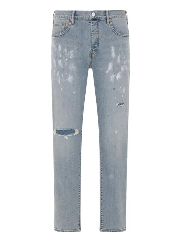 PURPLE BRAND Light Wash Distressed Knee Slit Jeans - Gray