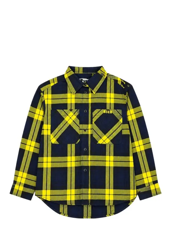 MSGM Plaid Shirt With Graphic Back Print - Black