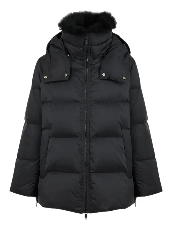 YVES SALOMON Hooded Quilted Down Jacket - Black