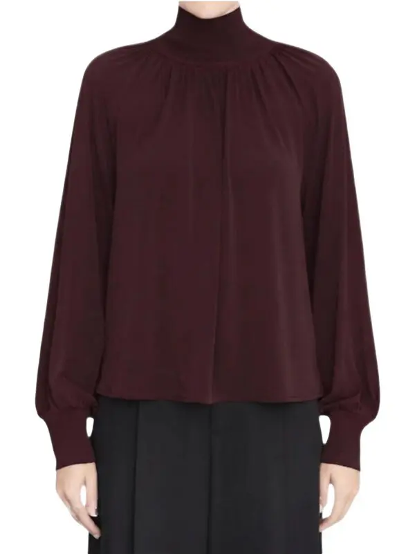 Vince Ribbed-trim High-neck Long-sleeve Top - Deep Red