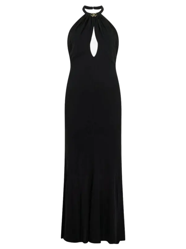 Roberto Cavalli Halterneck Cutout Midi Dress - Black