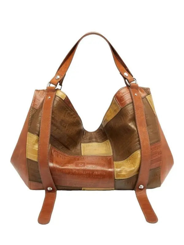 DIESEL® D-one Medium Top-handle Bag In Patchwork Leather - Brown